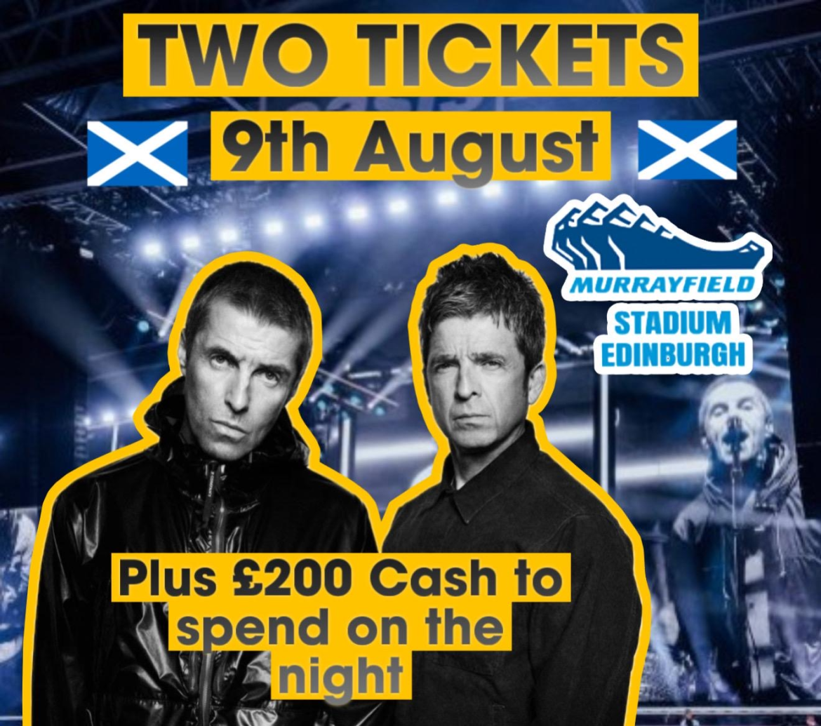 Two Murrayfield Oasis Tickets + £200 – Golden Raffle Ltd