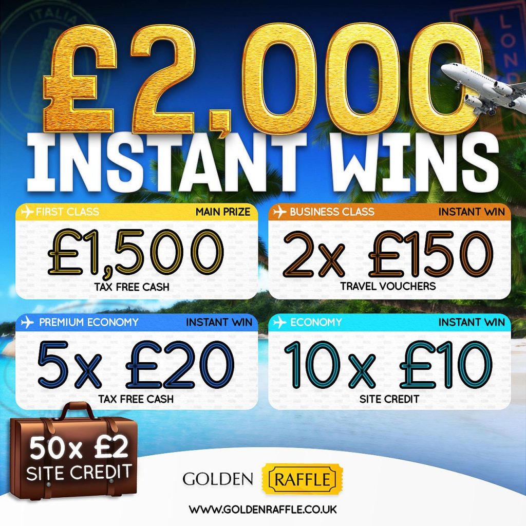 £1500 Cash Plus Instant Wins – Golden Raffle Ltd